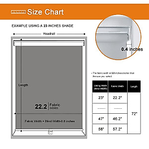 Persilux Roller Window Shades Cordless Window Blinds (37" W x 72" H, Light Grey) 100% Blackout Roller Shades UV Protection Energy Saving Shades for Home, Bedroom and Office, Easy to Install