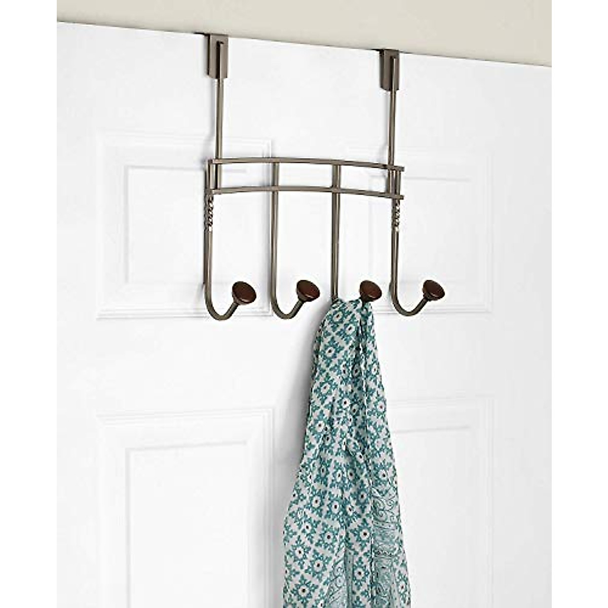 Spectrum Diversified Cambridge Over The Door 4 Hook Rack for Storage and Organization of Entryway Bedroom, Coffee/Graphite