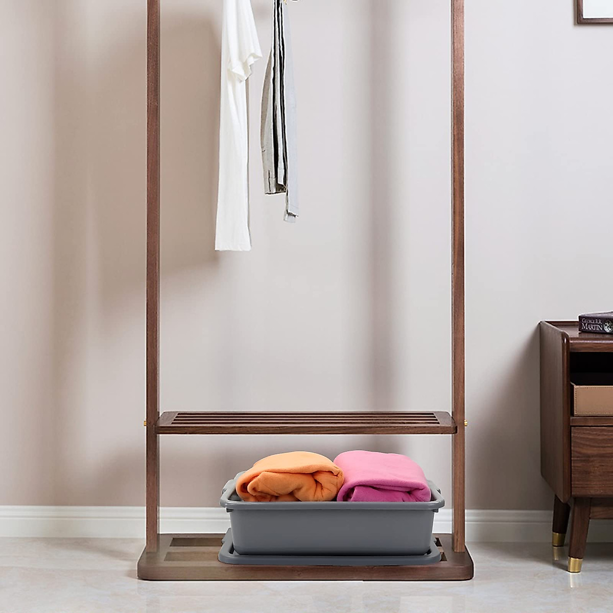 Begale 3-Pack Gray Commercial Utility Bus Box, Plastic Bus Tub with Lids, 13 L