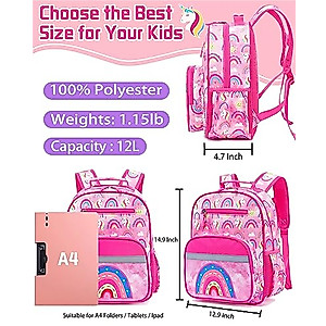 VANKEV Kids Backpack for School Girls Toddlers Boys Cute Lightweight Bookbag Preschool Kindergarten Primary Elementary School Travel Gifts Bags(Rainbow Unicorn, Kids / 12L)