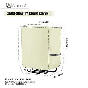 AlaSou Zero Gravity Chair Cover,Heavy Duty Gravity Chair Cover 31" W x 19" D x 34" H,Cream Color