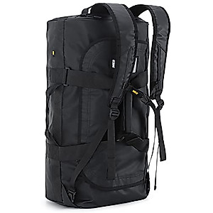 MIER 60L Water Resistant Backpack Duffle Heavy Duty Convertible Duffle Bag with Backpack Straps for Gym, Sports, Travel, Black