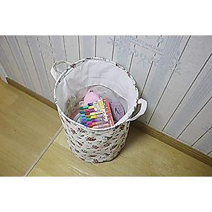 Hflove Large Thick Folding Laundry Basket Waterproof Cotton Storage Basket Floral Laundry Basket