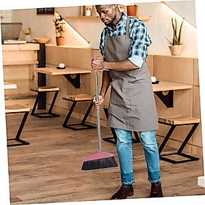 HOLIDYOYO Outdoor Indoor Broom for Floor Cleaning Collapsible Long Handle Angle Brooms Heavy Duty for Home Garage Kitchen Office Courtyard Lobby Lawn Concrete Pink