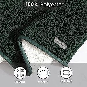 Eddie Bauer - Throw Blanket, Reversible Sherpa Bedding, Medium Weight & Warm Home Decor (Green, Throw)
