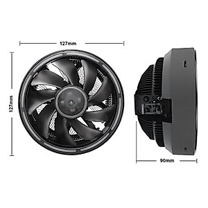Vetroo M2 CPU Cooler, Black Aluminum Fins LED Ring Lighting Hydraulic Bearing 90W TDP Air Cooler for Intel LGA 1700/1200 & AM5/AM4/AM3+/AM3/115X