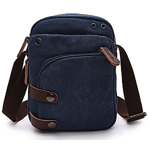 Collsants Mini Crossbody Handbag, Dark Blue, for Women and Men, Small Canvas Shoulder Purse, Travel Purse