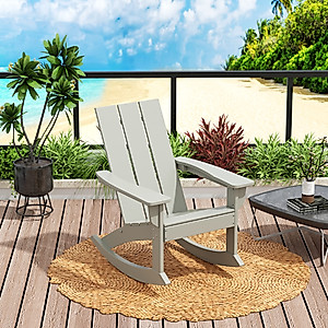WO Home Furniture Patio Rocking Chair Set of 4 PCS Modern Outdoor HDPE UV Weather Resistant (Sand)