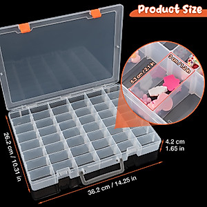 Udefineit Large 48 Grids Clear Plastic Organizer Box with Dividers, Adjustable Compartment Plastic Arts Crafts Storage Containers for Hobby Small Parts, Jewelry Bead Tackle Organizer Storage Box Case