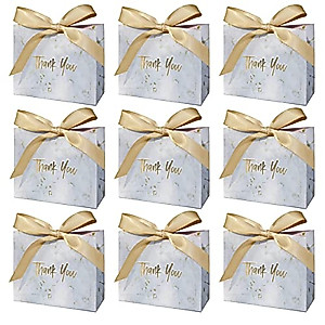DECHISY 30Pack Small Thank You Gift Bags,Marble Pattern Party Favor Bags with Gold Bow Ribbon,4.5x1.8x3.Inches,Paper Bags for Birthday Wedding Bridesmaid Holiday Valentines Day (Gold)