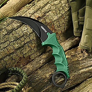 Dispatch Karambit Knife Fixed Blade Tactical Camping Tool, Outdoor Hunting Knife Claw Knife Shop Knives with Sheath and Cord, Suitable for Hiking, Adventure, Collection