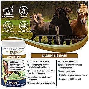 V-POINT - Laminitis Ease - Supports and Prevents Acute Laminitis Attacks, 100% Natural Herbal Powder for Horses (1.0 lb)