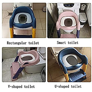 Potty Training Toilet Seat for Kids with Non-Slip Step Stool Ladder,Children Toddler Folding Toilet Training Seat Chair with Soft Cushion and Handles, Height Adjustable Perfect for Girls and Boys(Red)