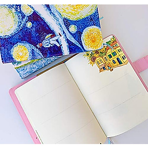 Van Gogh Notebook with Undated Calendar for 12 months, Kawaii Planner, Cute Notebook, Colorful Journals for Women, Premium Quality Paper, A5