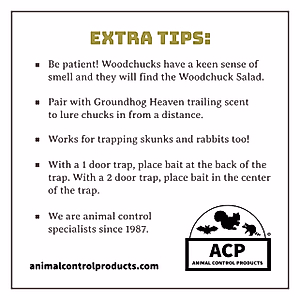 Woodchuck Salad 8 Oz | Highly Attractive Paste Bait to Get Rid of Groundhogs Wood Chucks Rabbits in Yard Garden Property | Potent Garden Vegetable Essence Scent | Handcrafted and Bottled in USA