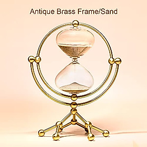 Tpmorwilfun Hourglass 30 Minutes Sand Timer for Kids, Games, Classroom, Home, Desk, Office Decorative, Large Rotating Metal Sandglass (Gold)