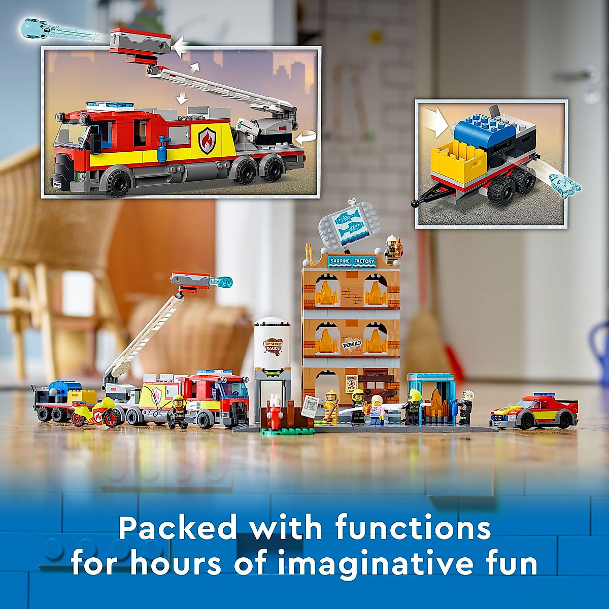 LEGO City Fire Brigade 60321 Building Set with Toy Fire Truck and Five Minifigures. Pretend Play Fire Engine Toy for Kids, Boys, and Girls Ages 7+