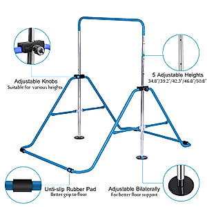 UMIKOOL DIRECT Expandable Gymnastics Bars with Ring, Adjustable Height Gymnastic Horizontal Bars, Gym Junior Training Bar Children Folding Training Monkey Bars for Kids