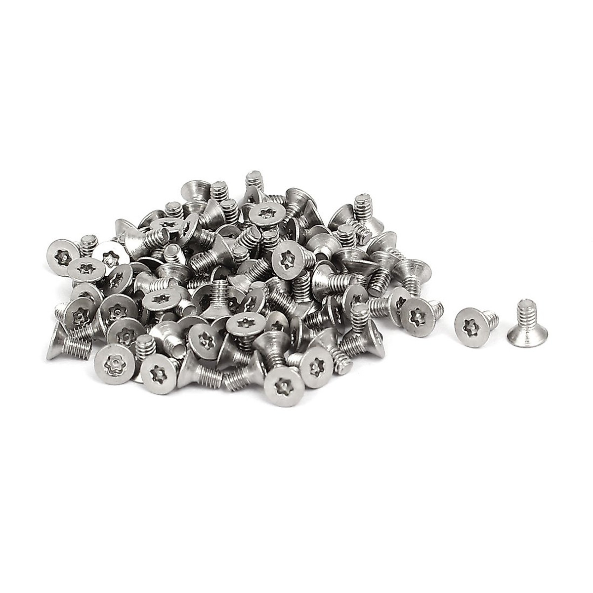 uxcell M2x4mm 304 Stainless Steel Flat Head Torx Anti Theft Machine Screws 100pcs