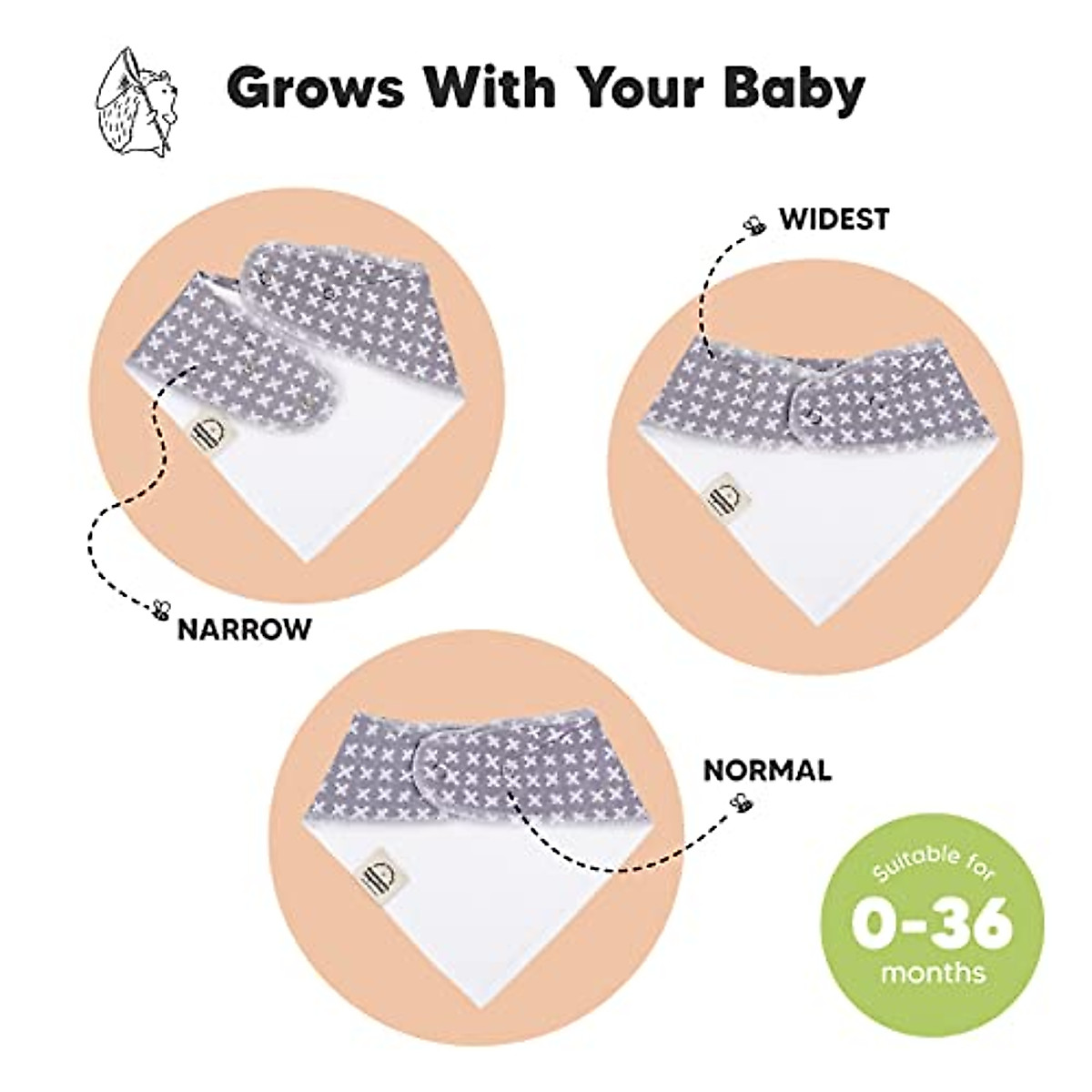 10-Pack Organic Baby Bandana Bibs - Organic Cotton Bandana Bibs for Boys, Girls - Super Absorbent Bandana Drool Bibs - Teething Bibs - Baby Bibs for Infant, Toddler (MONOS)