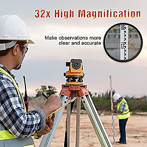 Aihand 32x Automatic Optical Level with Self-Leveling Magnetic Dampened Compensator, Height/Distance/Angle Measurement Level Tool for Builders, IP54 Waterproof Metal Level
