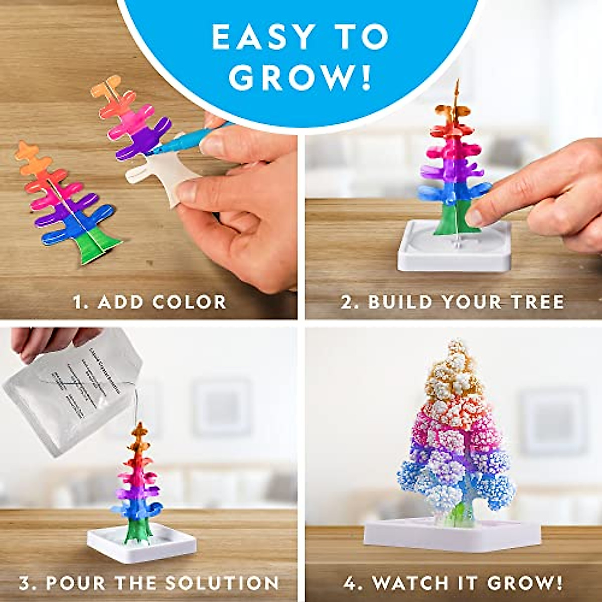 NATIONAL GEOGRAPHIC Craft Kits for Kids - Crystal Growing Kit, Grow 6 Crystal Trees in Just 6 Hours, Educational Craft Kit with Art Supplies, Geode Specimen, STEM Arts & Crafts Kit (Amazon Exclusive)