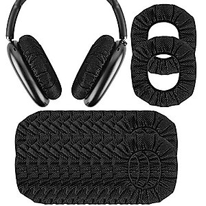 Geekria 30 Pairs Disposable Headphones Ear Cover for Over-Ear Headset Earcup, Stretchable Sanitary Ear Pads Cover, Hygienic Ear Cushion Protector (M/Black)
