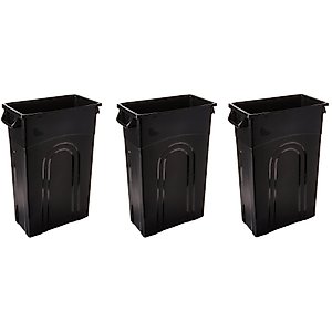 United Solutions TI0032 Highboy Waste Container In Black, 33 Gallon, Slim Fit Wastebasket (3-Wastebaskets)