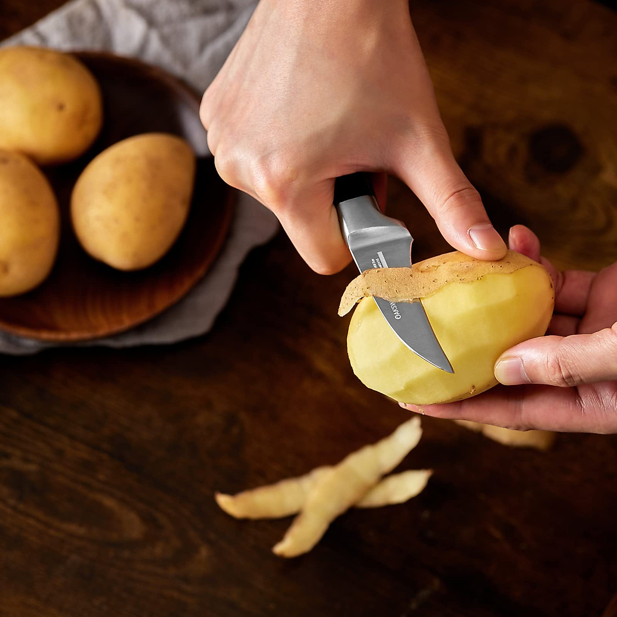 OAKSWARE Bird Beak Paring Knife, 2.75 Inch Peeling Knives German Stainless Steel Small Curved Fruit Knifes, Razor Sharp Kitchen Pairing Knives with Ergonomic and Full Tang Handle