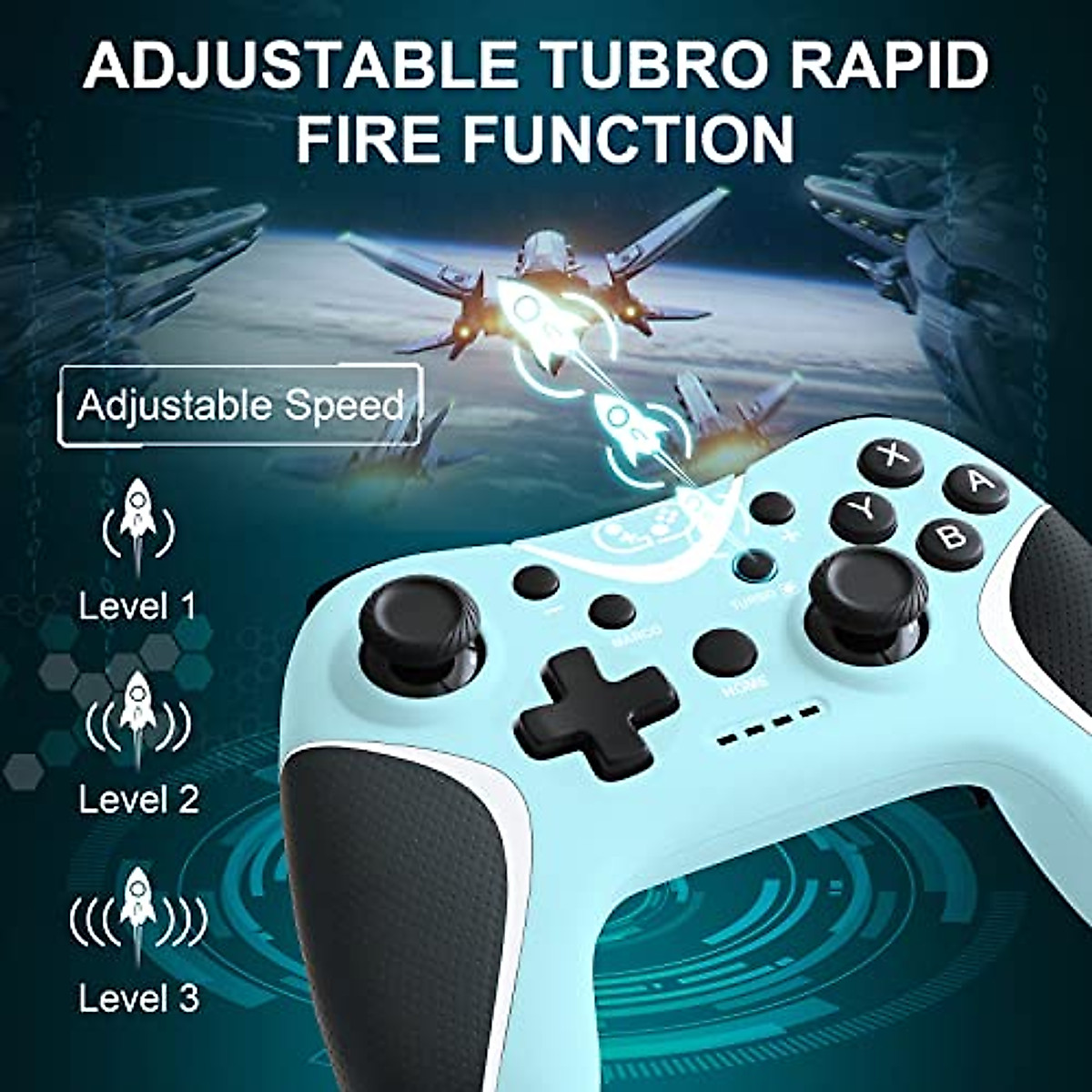 BRHE Wireless Switch Pro Controller,Nintendo Switch Controller with Programmable/Vibration/Turbo Compatibility with Nintendo Switch/Lite/OLED/Windows PC,Switch Remote Gamepad with 2 Thumb Caps