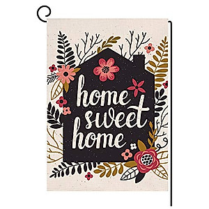 BLKWHT Home Sweet Home Garden Flag Vertical Double Sided Spring Summer Yard Outdoor Decorative 12.5 x 18 Inch