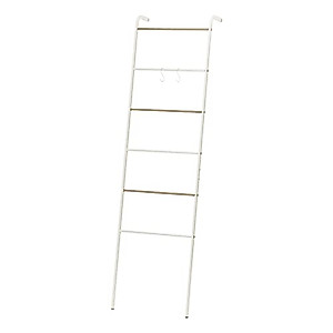 IRIS USA Clothing Rack, Blanket or Garment Ladder, Easy to Assemble, Standing Metal Sturdy Garment Rack, Small Space Storage Solution, Modern Versatile Design, Long-Term Durability, Ladder, White