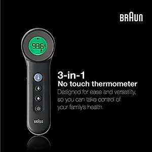 Braun Sensian 7 Forehead 3-in-1 Non-Contact Thermometer, Age Precision Technology, Color-Coded Digital Display, Baby and Child Friendly, No.1 Brand Recommended by Pediatricians, FSA and HSA Eligible