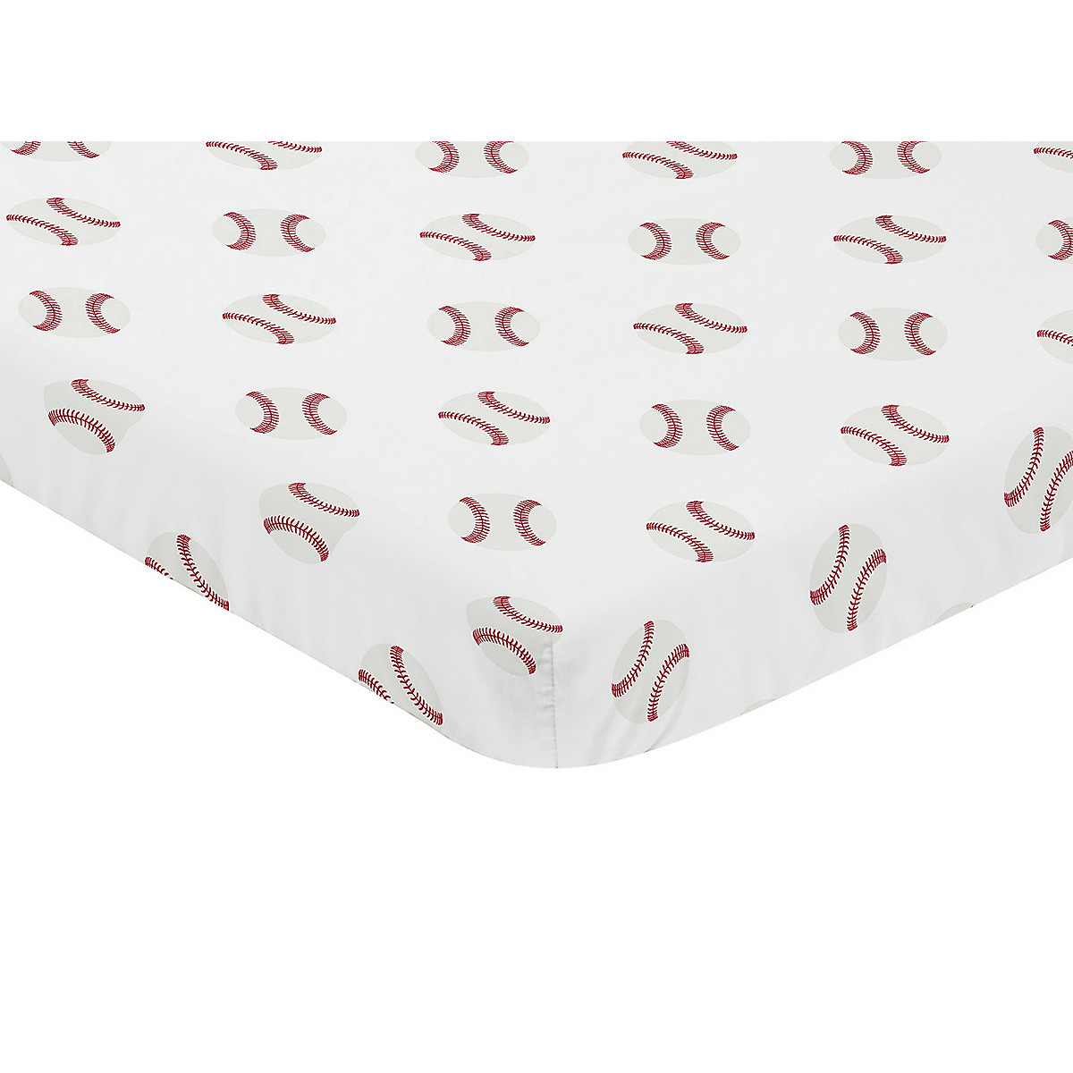 Sweet Jojo Designs Red and White Baby Boy Fitted Mini Portable Crib Sheet for Baseball Patch Sports Collection - for Mini Crib or Pack and Play ONLY