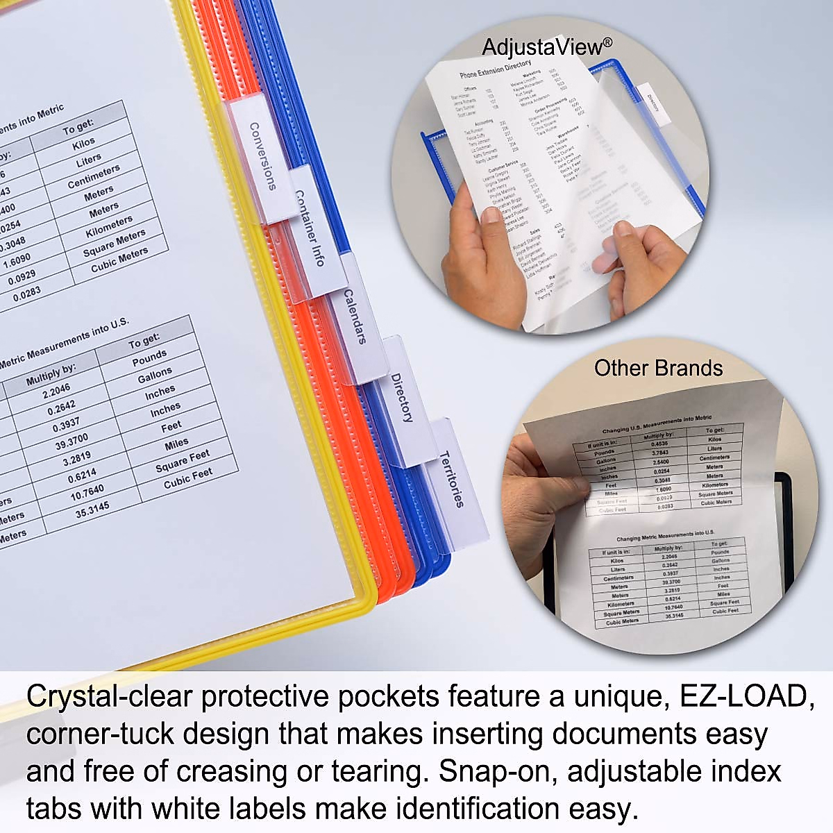 Ultimate Office AdjustaView 10-Pocket Desk Reference Organizer Add-On with Easy-Load Pockets (Add-On Module Only) (Colored Pockets)