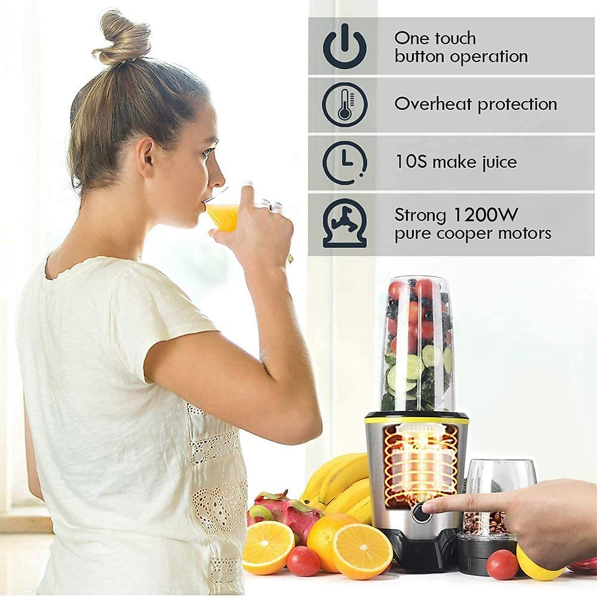 Blenders for Making Smoothies Shakes - 1000W High-Speed Professional Personal Blender,Fruit Juice Mixer High Speed Blender, 2-Set Blades,35oz and 14oz Portable Travel Blender Bottles,BPA Free