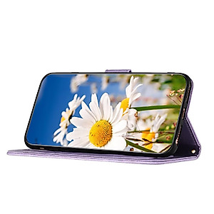 Rnrieyta Miagon Flip Case for Samsung Galaxy S23 Ultra,Lovely Flower PU Leather Wallet Phone Folio Case Magnetic Protective Cover with Stand Function Card Slots,Purple