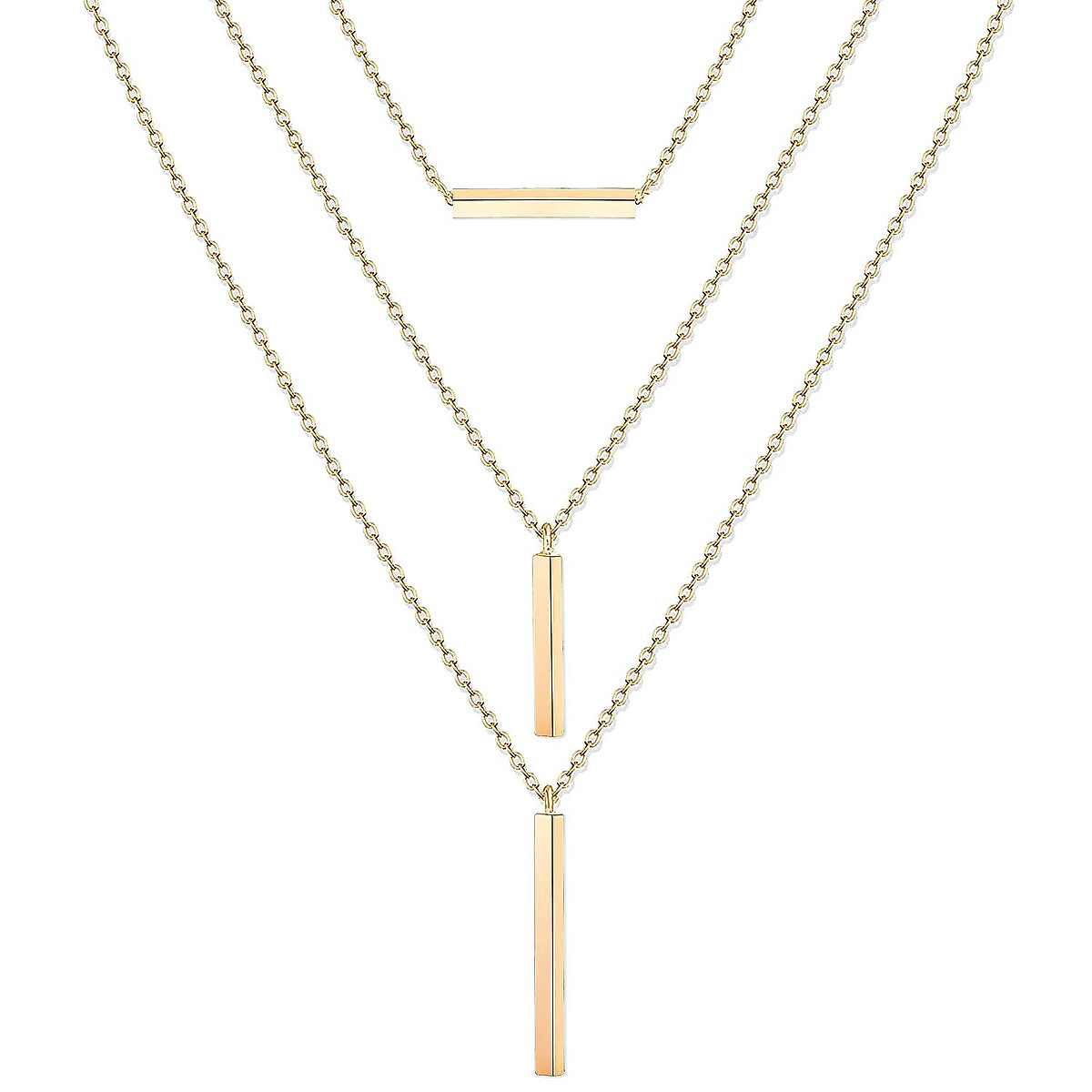 CEALXHENY Layered Chain Necklaces for Women Girls Boho Vertical Bar Pendant Necklace Set Minimalist Y Necklaces for Beach Parties Summer Jewelry Set
