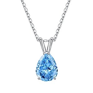IEFRICH Sterling Silver Necklace for Women - Birthstone Necklace for Women Aquamarine Necklace Silver Necklaces for Teen Girls Birthstone Necklace Aquamarine Jewelry Silver Jewelry for Women Gifts