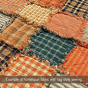 Pumpkin Spice 6 Autumn Homespun Cotton Plaid Fabric by JCS - Sold by The Yard