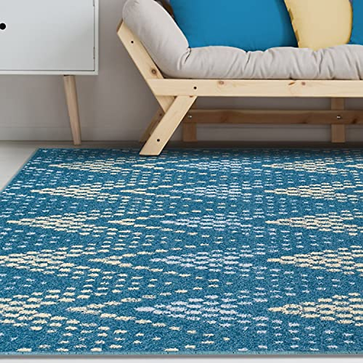 SUPERIOR Indoor Large Area Rug with Jute Backing, Trendy Modern Design, Perfect for Living Room, Kitchen, Bedroom, Office, Hardwood Floors, Dorm, Entry Room, Arete Collection, 5' x 8', Blue