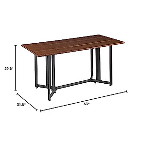 SEI Furniture Driness Drop Leaf Console to Dining Convertible Table, Dark Tobacco, Gunmetal Gray