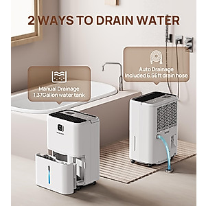 5,500 Sq. Ft Dehumidifier for Basement, VEAGASO 80 Pints Dehumidifiers for Home, Large Room, Bedroom with Drain Hose, Intelligent Humidity Control, Auto Shut Off, Auto Defrost, 1.37 Gal Water Tank