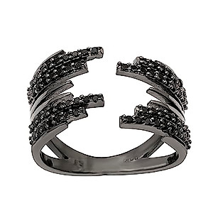 Eternity Open Wrap 925 silver Black Spinel Ring Cocktail Statement (7)