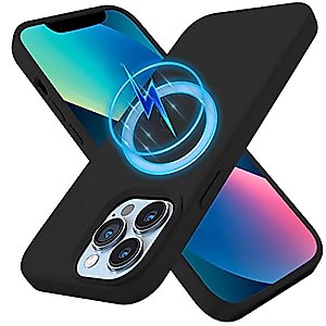 Kimguard Silicone Magnetic Case for iPhone 13 Pro Max Magsafe Case Silicone Phone Case with Microfiber Lining for iPhone 13 Pro Max 6.7 inch 2021,Black
