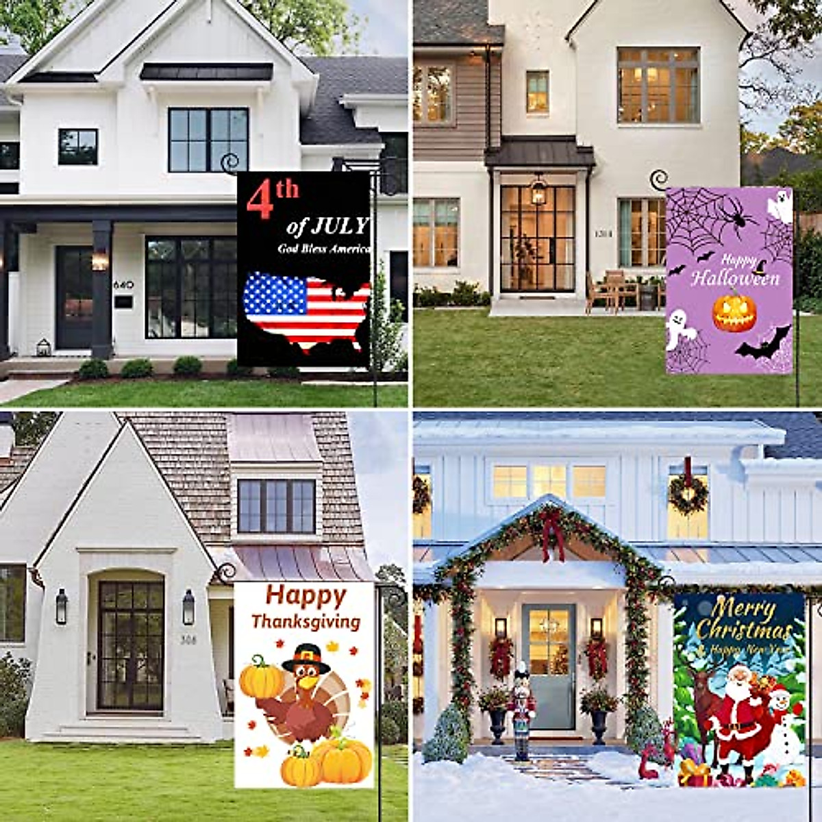 Seasonal Garden Flag Set of 12 12x18 Inch Double Sided Yard Flag Welcome Spring Summer Garden Flags for All Seasons, Easter Christmas Garden Flag for Outside Holiday Decorations