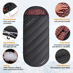 KingCamp Extra Wide Sleeping Bags - Adult XL Sleeping Bag, Cotton Flannel Sleeping Bag, Camping Sleeping Bags for 3 Seasons for Hiking and Outdoors Adventures, Waterproof & Compact & Lightweight