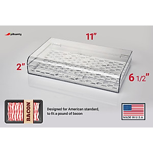 Pikanty - Bacon Container for Refrigerator | Fridge Storage and Deli Meat Keeper with Food Serving Tongs and Drain Plate | Dishwasher Safe | Made in USA