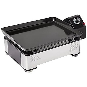 Amazon Basics Outdoor Portable 1 Burner Tabletop Gas Griddle with 18-Inch Enamel Coated Top