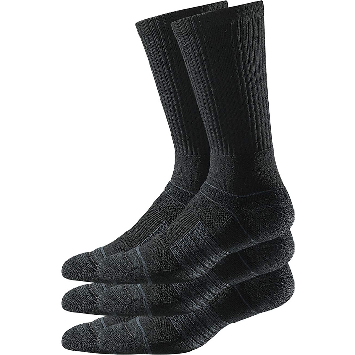 Strideline Men's and Women's Premium Athletic Socks, Crew-length (3-pack) Black, Medium-Large